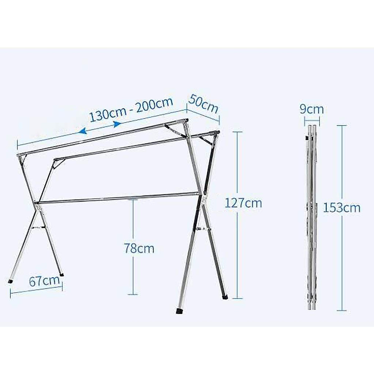 Drying Rack Stainless Steel Folding 2 Meters Free Outdoor Cool Clothes Pole Balcony Telescopic Drying Frame Landing FANJIANI