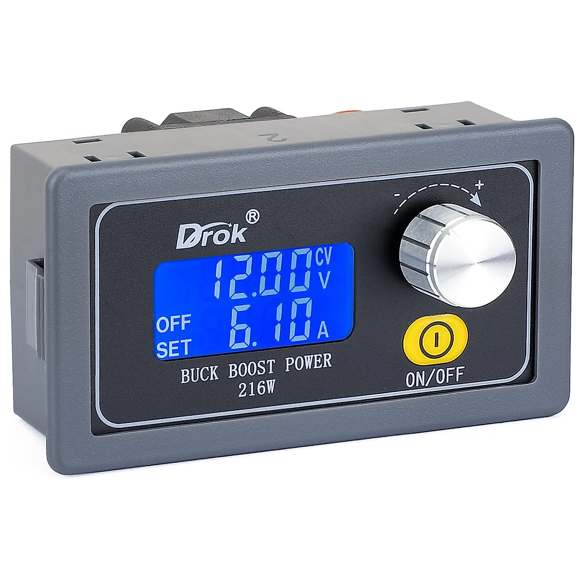 DROK Buck Boost Converter, DC 6-30V to 0-36V 6.1A 216W 6V 9V 12V 24V 36V CC CV Buck Boost Module, DC Regulated Power Supply, Stepdown Stepup Adjustable Voltage Regulator for Solar Panel