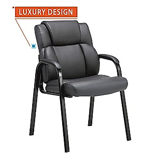 CLATINA Leather Guest Chair with Padded Arm Rest for Reception Meeting Conference and Waiting Room Side Office Home Black 4 Pack