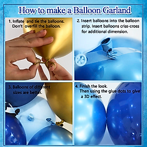 INFLORAL Winter Christmas Wonderland Party Balloon Arch Kit Navy Metallic Pastel Blue and Gold Balloon Garland Kit for New Year Birthday Father's Day Baby Shower Wedding Graduation Party Decorations