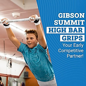 Gibson Athletic Summit High Bar Hook/Loop Gymnastics Grips for Boys - Durable Leather Grip - Hand Grips for Gymnastics Bars Kids - Gymnastics Equipment & Accessories, Made In USA
