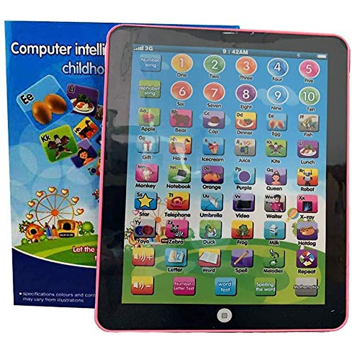 Kids Learning Pad Fun Kids Tablet Touch and Learn Phone Learning Games Early Child Development Toy for Number Learning, Learning ABCs, Spelling, Animal Game Melodies Educational Toy