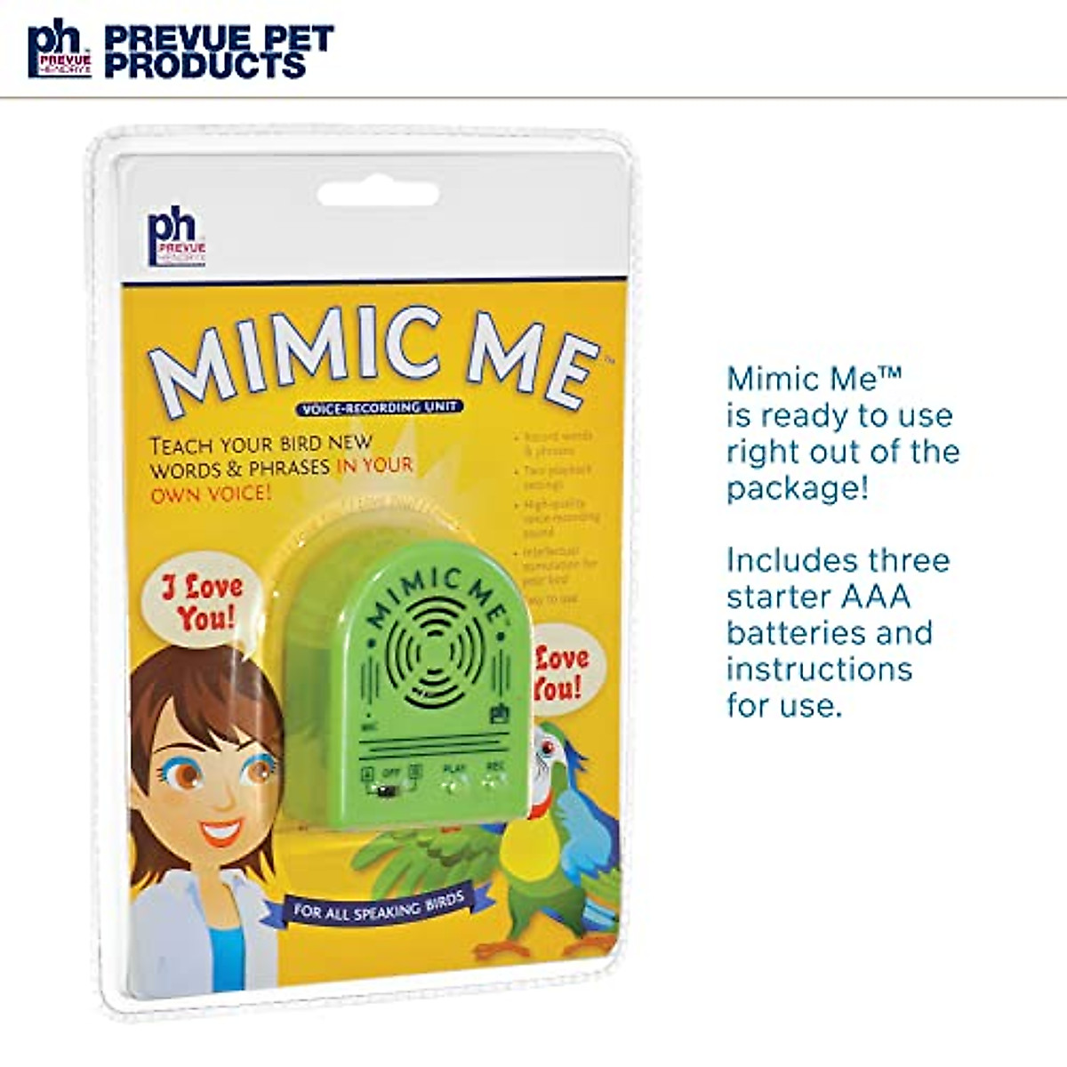 Prevue Hendryx 62900 Mimic Me Voice-Recording Unit for Birds Green Small