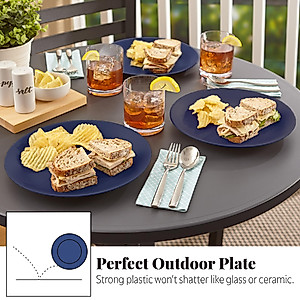 US Acrylic Everest Ultra-Durable Plastic 10 inch Dinner Plates in Midnight Blue | Set of 6 Reusable, BPA-Free, Made in the USA, Dishwasher Safe Dinnerware