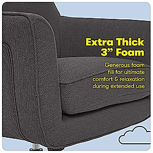 Serta Ashland Ergonomic Home Office Chair with Memory Foam Cushioning Chrome-Finished Stainless Steel Base, 360-Degree Mobility, Dark Grey