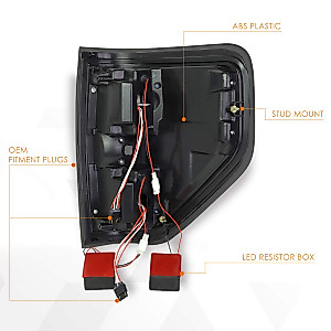 Pair of Full LED Tail Light Rear Brake Lamps Assembly Compatible with 09-14 Ford F150,Chrome Housing Smoked Lens