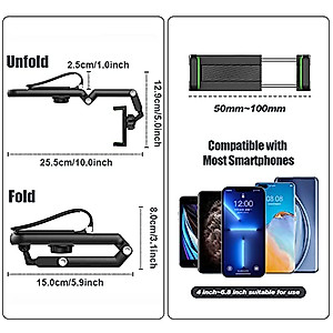 Sun Visor Phone Holder for Car, Multifunctional 360° Rotating Sun Visor Cell Phone Holder, Universal Retractable Rearview Mirror Steering Wheel Phone Clip Mount Compatible with iPhone/Samsung/Android