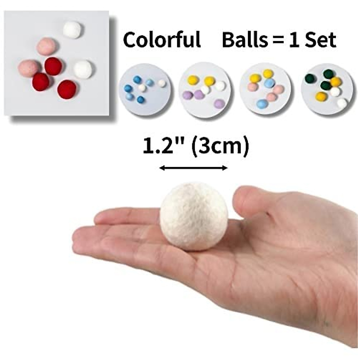 [Kitteney] 100% Australian Wool Felt Ball Toys for Cats and Kittens Handmade Colorful Cat Wool Ball Set 15 pcs