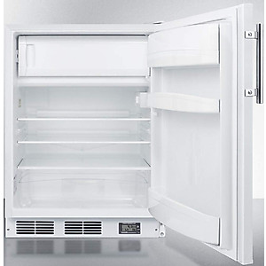 Summit Appliance BKRF661 Counter Height 24" Wide Break Room Refrigerator-Freezer in White with NIST Calibrated Thermometer, Cycle Defrost Adjustable Thermostat and High/Low Temperature Alarm