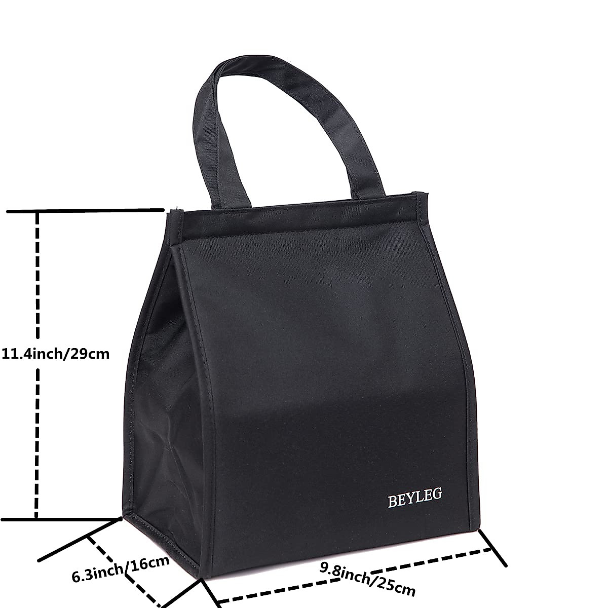 BEYLEG Lunch Bag, Insulated Lunch Bag for Women Men, Foldable Adult Lunch Tote Bag with Internal Pocket for office worker/School/Night Shift/Picnic Black
