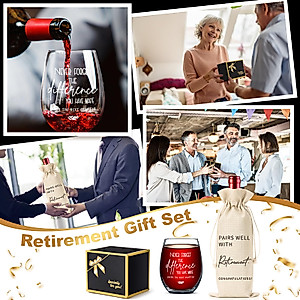 YUEYUQIU Retirement Gifts for Women Men, Retirement Gifts for Her Him Friends Colleague Teachers Boss Retirement Wine Bag Glass, Pairs Well with Retirement