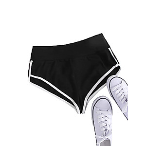 SweatyRocks Women's Sporty Elastic Waist Contrast Binding Booty Workout Biker Shorts Black XL