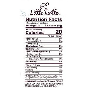 Little Turtle Rice Biscuits Combo Pack, Organic Mango & Strawberry Flavor, 12 wrapped 2 Pack, 4 Count