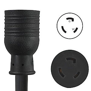 Conntek 1F520L520 1-Feet NEMA 5-20P 20-Amp 125-volt Plug to 20Amp 125V L5-20R Locking Female Connector