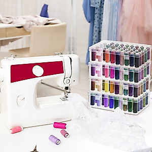 Mezchi 4 Pack 42 Slots Embroidery Thread Organizer, Clear Plastic Thread Spool Holder, Sewing Thread Storage for Embroidery and Sewing Threads