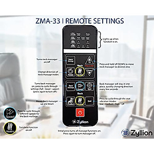 Zyllion Shiatsu Neck and Back Massager - 3D Kneading Deep Tissue Full Body Massage Chair Seat Cushion Pad with Heat and Vibration for Muscle Pain Relief, Home and Office - Black (ZMA-33-BK)