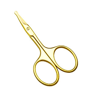 Yutoner Eyebrow and Nose Hair Safety Curved Scissors, 3.7 Inch Stainless Steel Professional Facial Hair Beard Eyelashes Eyebrow and Moustache Scissors Trimmer (Black Safety Head)