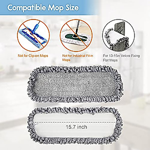 Microfiber Spray Mop Pads for Floor Cleaning, 3× HOMSIER Washable Replacement Mop Heads Reusable Wet Dry Mop Refills for Home Kitchen Tile Marble Wood Floor Care Flat Dust Mops with Velcro(Grey)
