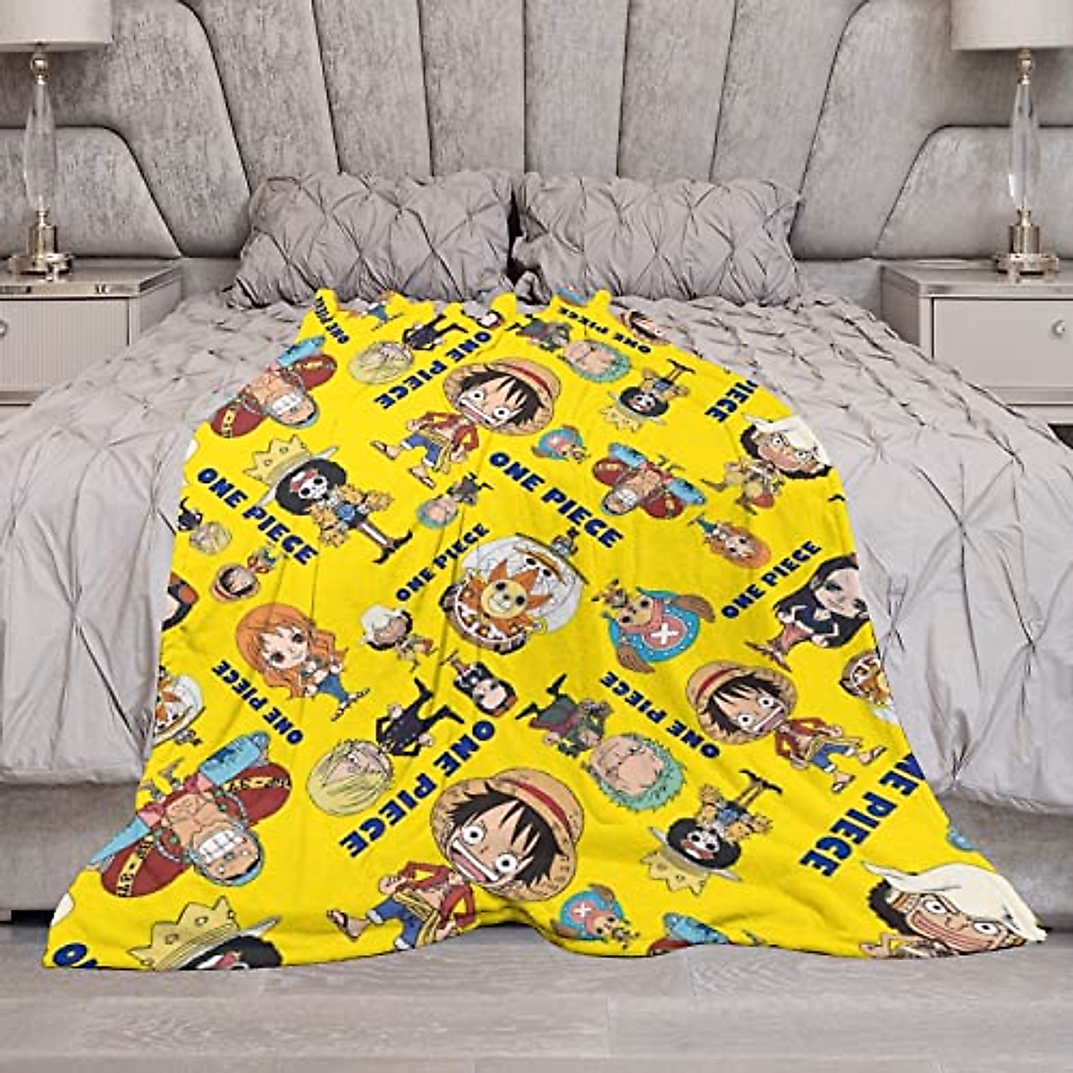 Anime Pirate Flannel Throw Blanket Soft Resistant for Living Room/Bedroom/Sofa/Chair 50"x60"
