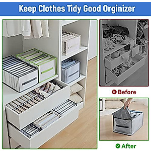 XJJX Closet Organizers and Storage, Draw Clothes Organizer, Jean Organizer for Closet, Wardrobe Closet Organizer for T-Shirts, Pants, Jeans, Bra, Socks, Underwear (3Pack 12Grids+3Pack Bra Socks)