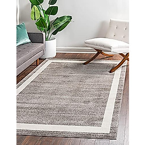 Unique Loom Del Mar Collection Area Rug-Transitional Inspired with Modern Contemporary Design, Rectangular 5' 0" x 8' 0", Gray/Ivory