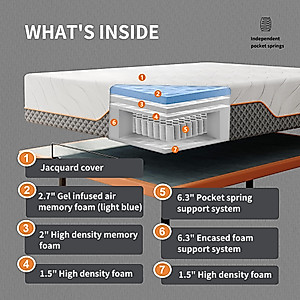 Split King Adjustable Bed Frame + 14” Hybrid Matt, Bed Base with Massage, Pillow-tilt, Smart APP Control, Ergonomic Incline, Zero Gravity, Dual USB Port, Under Bed Light, Wireless Remote, 5000 Series