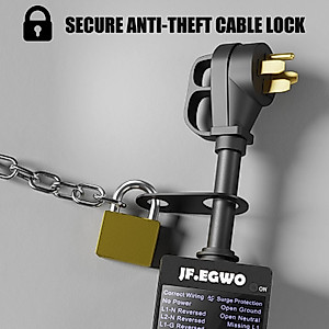 JF.EGWO 50A RV Surge Protector with Waterproof Cover, RV Circuit Analyzer with 6500J Surge Protection - 50 Amp RV Power Surge Protector with 3.55 Inch Smart LED Screen