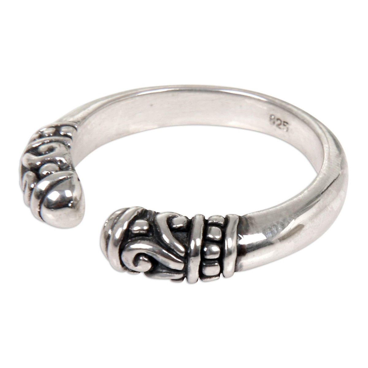 NOVICA Artisan Handmade .925 Sterling Silver Wrap Ring from Indonesia 'Twin Buds'