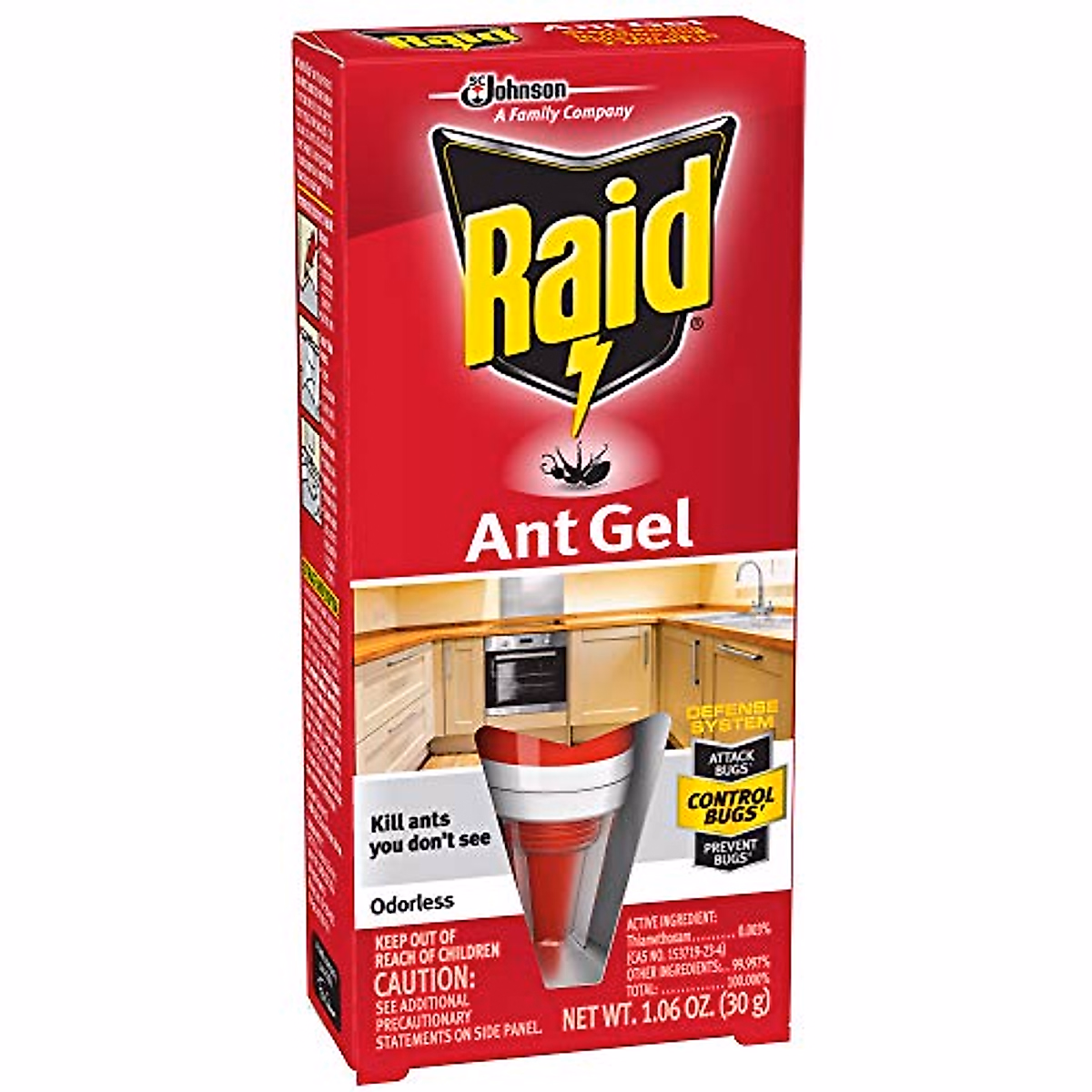 Raid Ant Gel, Kills Ants You Don't See, Continues Killing for up to 1 Month, Odorless Bug Control, 1.06 oz