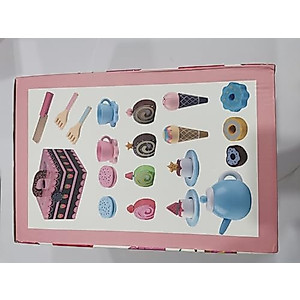 Lawcephun Wooden Tea Party Set for Little Girls, 30pcs Princess Tea Set Toy for Pretend Play, Montessori Toys for Toddlers Age 3-6, Birthday Gifts for Girls & Boys