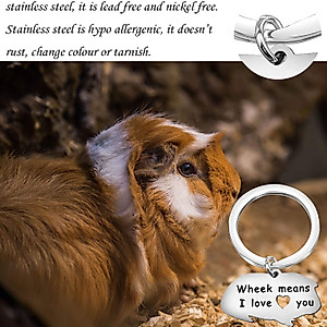 bobauna Guinea Pig Lover Gift Wheek Means I Love You Keychain Guinea Pig Jewelry Animal Lover Gift (Wheek Means I Love You)
