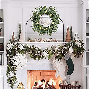 Eucalyptus Wreath for Front Door Outside,Green Wreaths Greenery Porch Decor for St Patricks Day,Winter,Spring,Summer,Christmas,All Season,Year Round,Holiday(with Sign&Hanger, Assembly Needed)