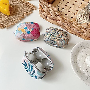 Sony WF-1000XM4 Earphone Case, Swishly Floral Leaves Pattern Design Anti-Drop & Shockproof Full Body Protection Earphone Case Cover with Keychain for Sony WF-1000XM4