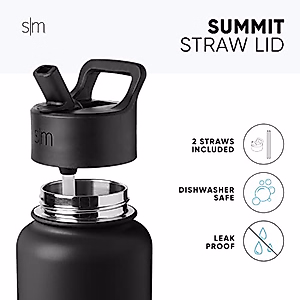 Simple Modern Kids Water Bottle with Straw Lid Vacuum Insulated Stainless Steel Metal Thermos Bottles | Reusable Leak Proof BPA-Free Flask for School | Summit Collection | 18oz, Retro Mint