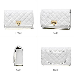 CATMICOO Quilted Small Clutch Purses for Women with Chain Strap (White)