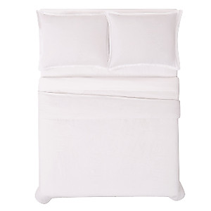 FRYE – 3 Piece King Duvet and Sham Set – Quick Drying, Breathable Cotton Linen Blend – White