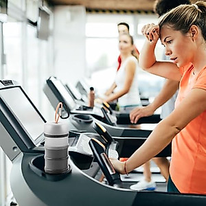 Bakpoco 2 Pack Protein Powder Storage Container, 4 Layer Stackable Leak-proof Formula Dispenser, Portable Travel Fitness Workout Protein Powder Container (Black & White)