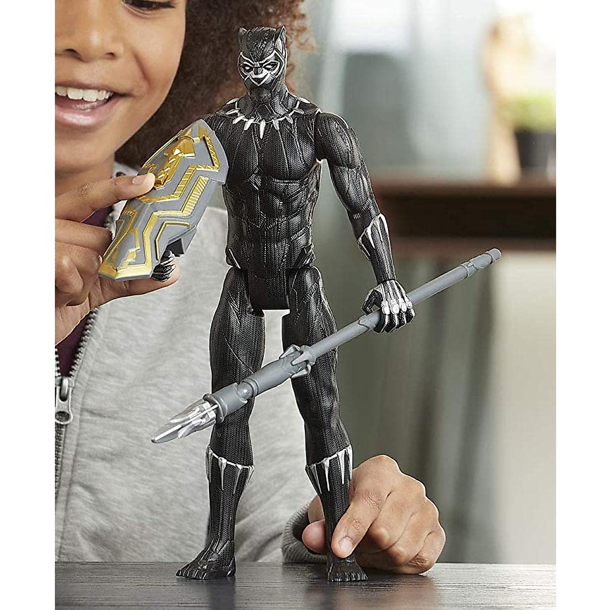 HASBROSERIES Titan Hero Series Black Panther 12 Inch Action Figure with Blast Gear
