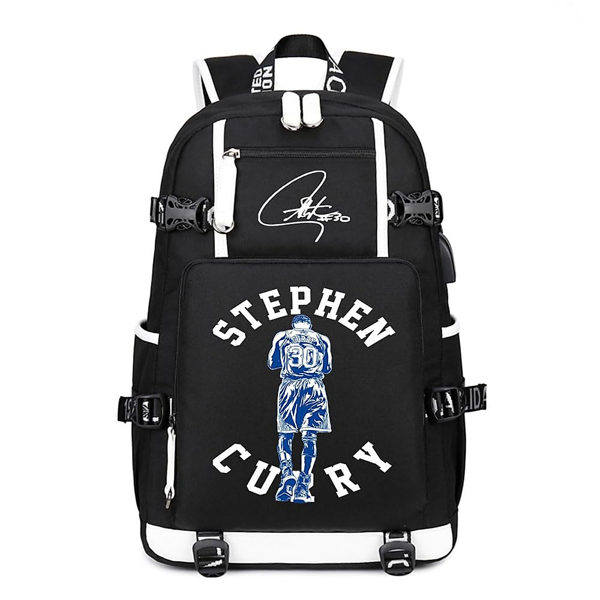 Ansigeren Dazzling Gold 30 Basketball Player Star SC Creative Backpacks Sports Fan Bookbag Travel Student Backpack For Men Women (6)
