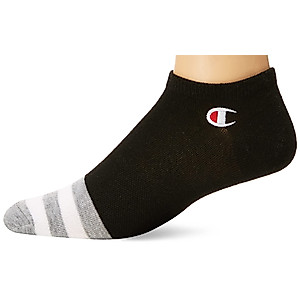 Champion mens 3-pack Super W/Embroidery No Show Sock, Black/Grey/White, 6 12 US