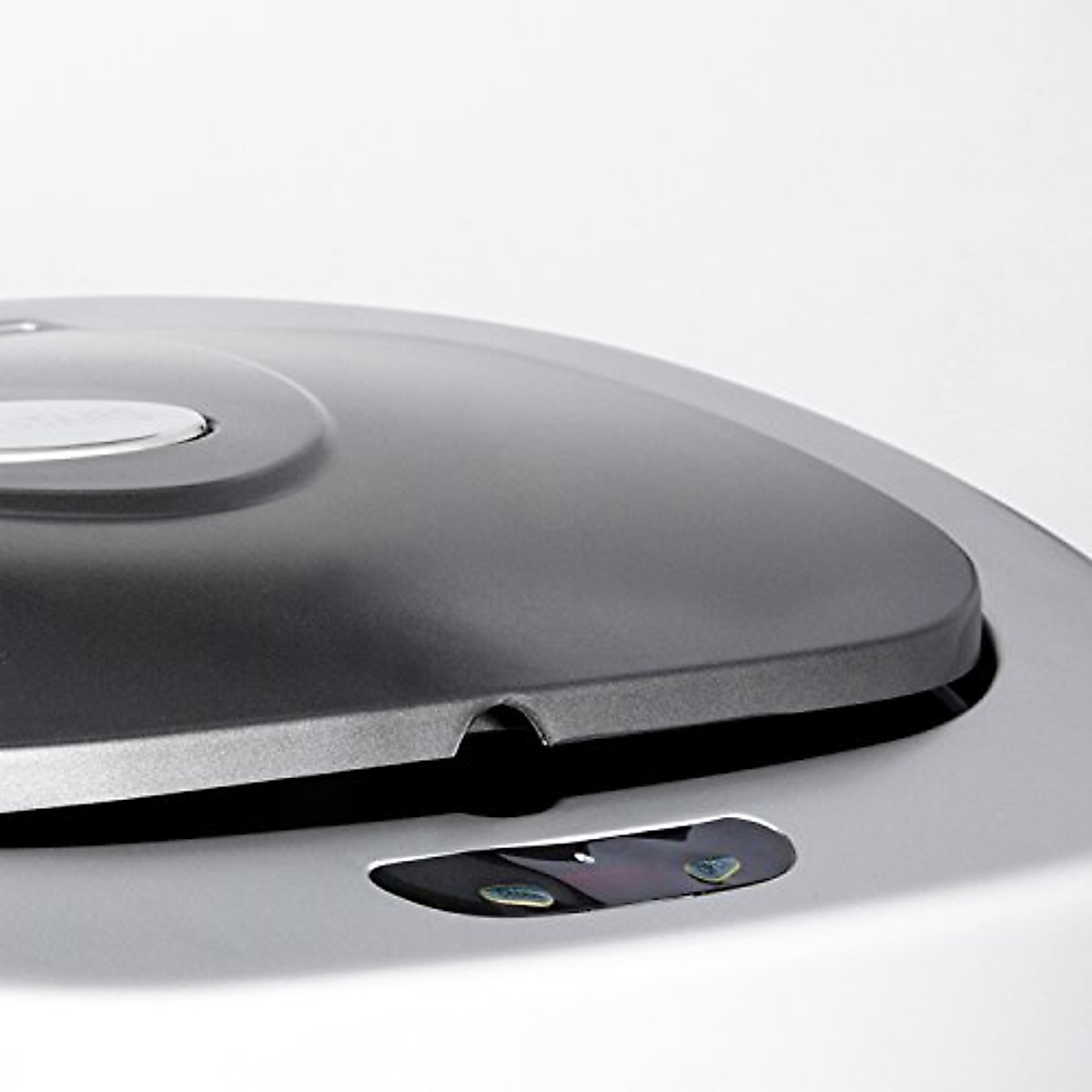 NINESTARS Automatic Touchless Infrared Motion Sensor Trash Can with Stainless Steel Base & Oval, Silver/Black Lid, 21 Gal