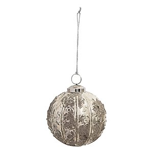 Creative Co-Op 4" Round Flocked Glass Ornament