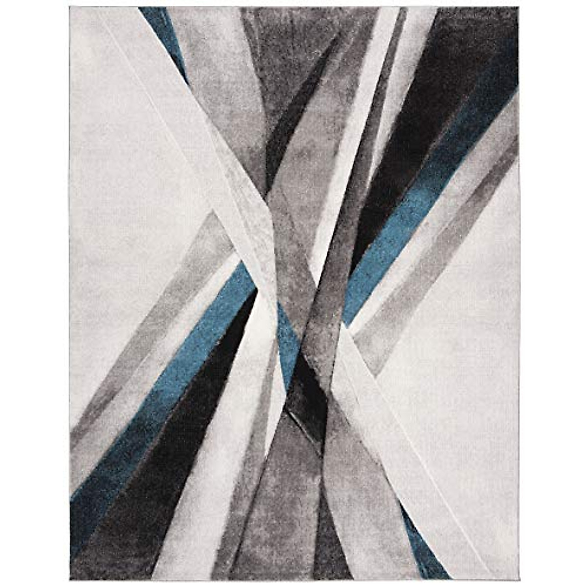 SAFAVIEH Hollywood Collection 8' x 10' Grey / Teal HLW710D Mid-Century Modern Non-Shedding Living Room Bedroom Dining Home Office Area Rug