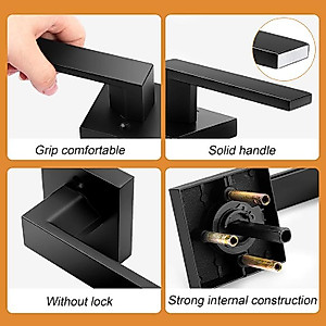 Probrico 10 Pack| Matte Black Passage Door Levers Interior Heavy Duty Square Door Handles, Hall/Closet Non-Locking Door Levers for Pantry Utility Room, Contractor Pack