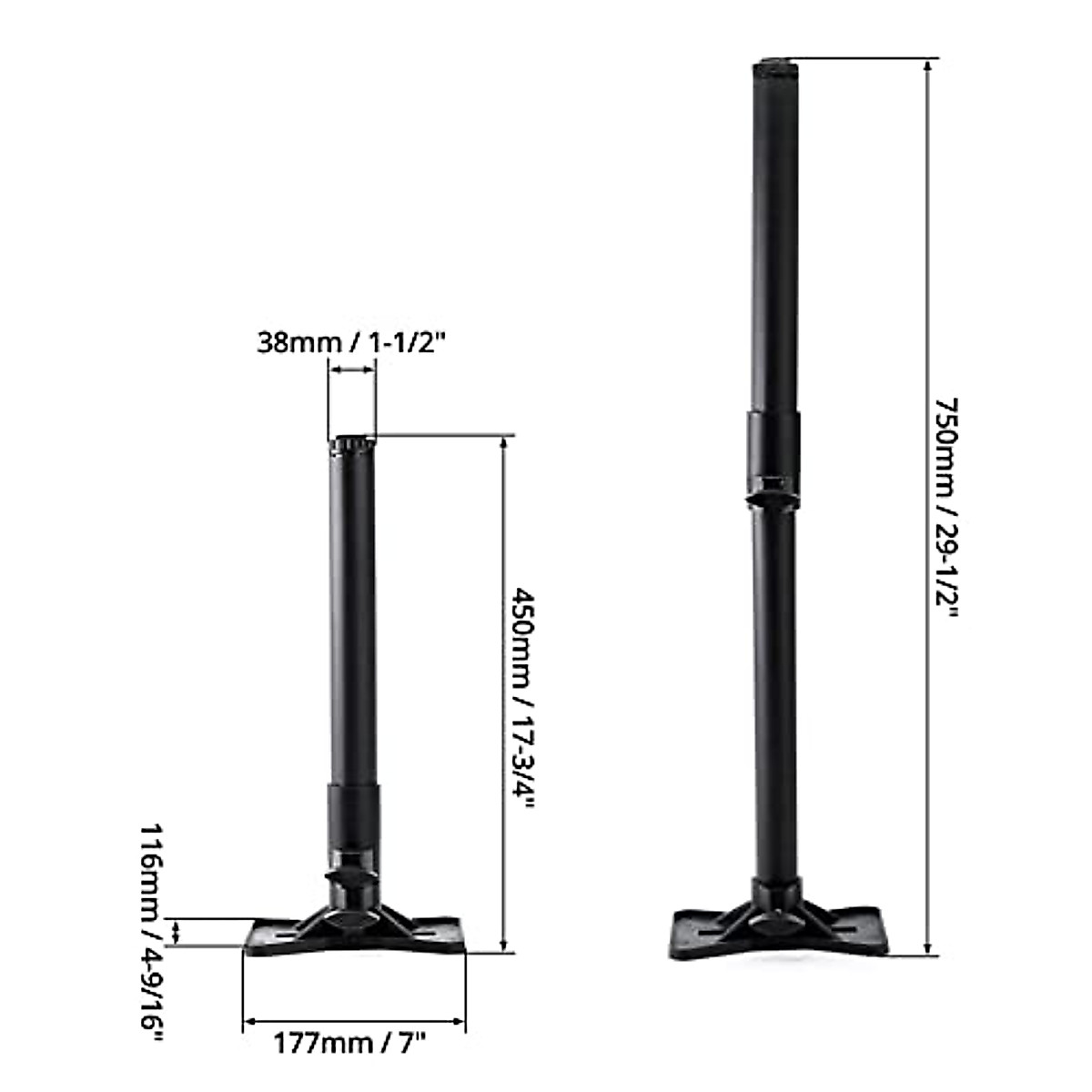 QWORK Undermount Sink Brackets Kit, 2 Pack Steel Undercounter Sink Stand Adjustable Support Sink Leg, Sink Repair Bracket Kit, for Kitchen and Bathroom (17.7-30.3"), Black