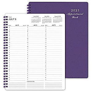 2023 Weekly Appointment Book & Planner - 2023 Daily Hourly Planner with Twin-Wire Binding, 8" x 10", Appointment Book from January 2023- December 2023, Hourly Interval, Lay - Flat, Round Corner, Thick Paper - Purple