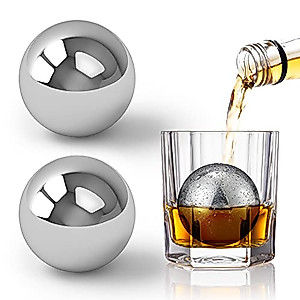 BEZTN Whiskey Stones Metal Ice Cube, Reusable Stainless Steel Silver Balls 2.2", Gifts for Men Dad Husband Boyfriend, Cool Retirement Gifts with Box Packages