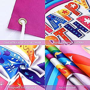 Rainbow Birthday Backdrops for Girls Rainbow Party Decorations Backdrop Banner Rainbow Birthday Decorations Rainbow Birthday Party Supplies for Girls and Kids, 71 x 44 Inch