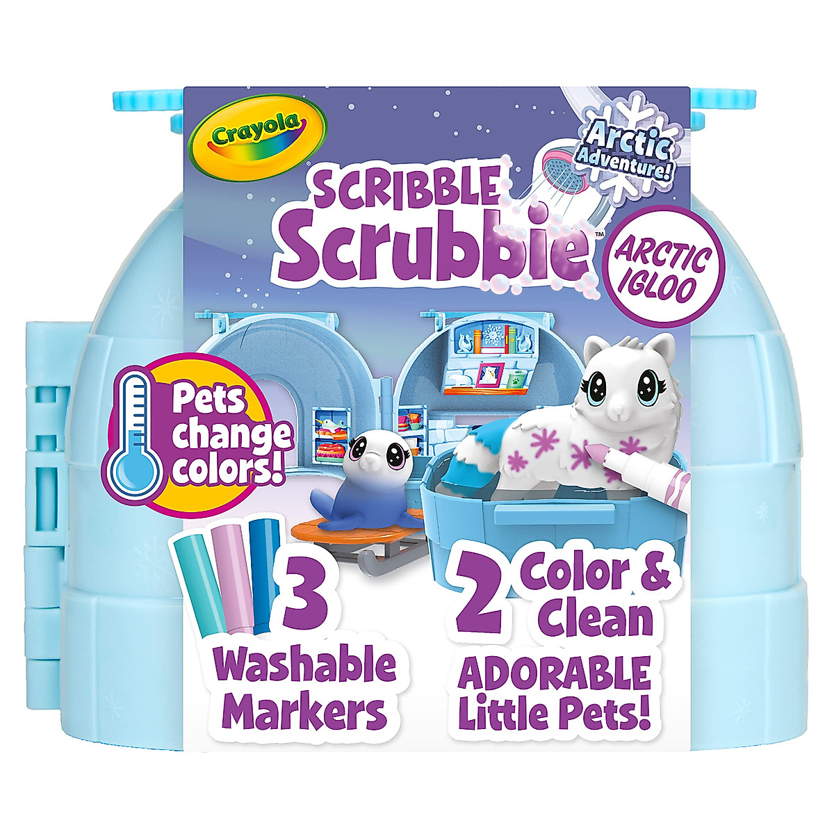 Scribble Scrubbie Pets Arctic Igloo, Color Change Pets & Storage Case, Gift for Girls & Boys