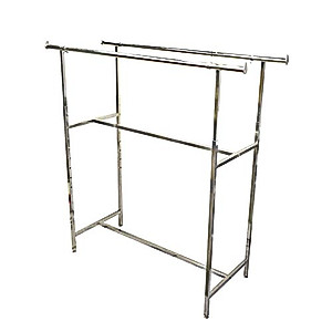 NAHANCO K40 Commercial Grade Adjustable Double Bar Garment Clothes Rack, Chrome (1 Ea)